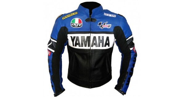 Yamaha YZF-R1 46 Blue Black Motorbike Leather Jacket Men