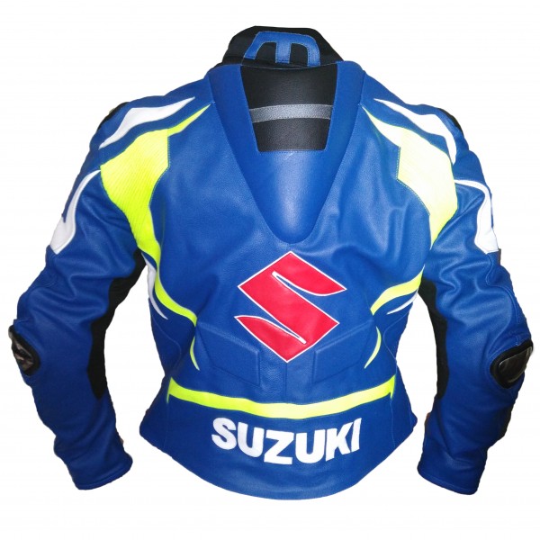 Suzuki Men GSXR GSX-R Gixxer Leather Jacket Blue Yellow Men's