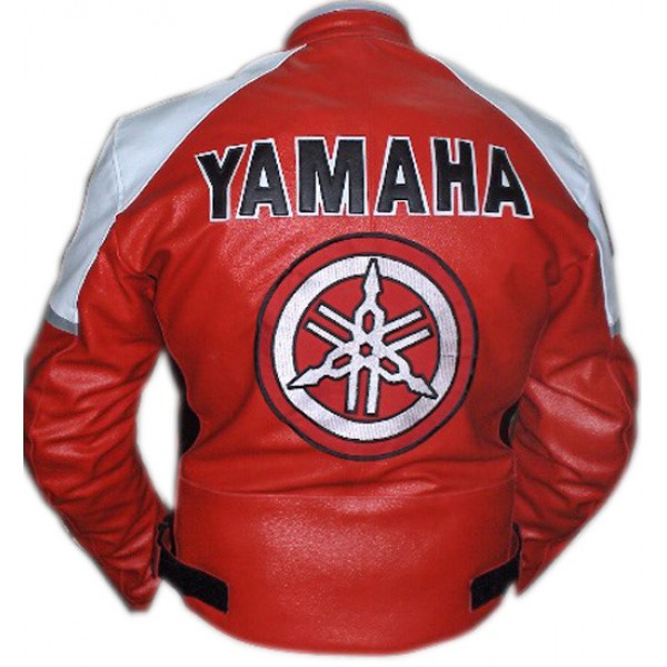 Yamaha New Red & white Motorcycle Leather Jacket for Street biker Motogp
